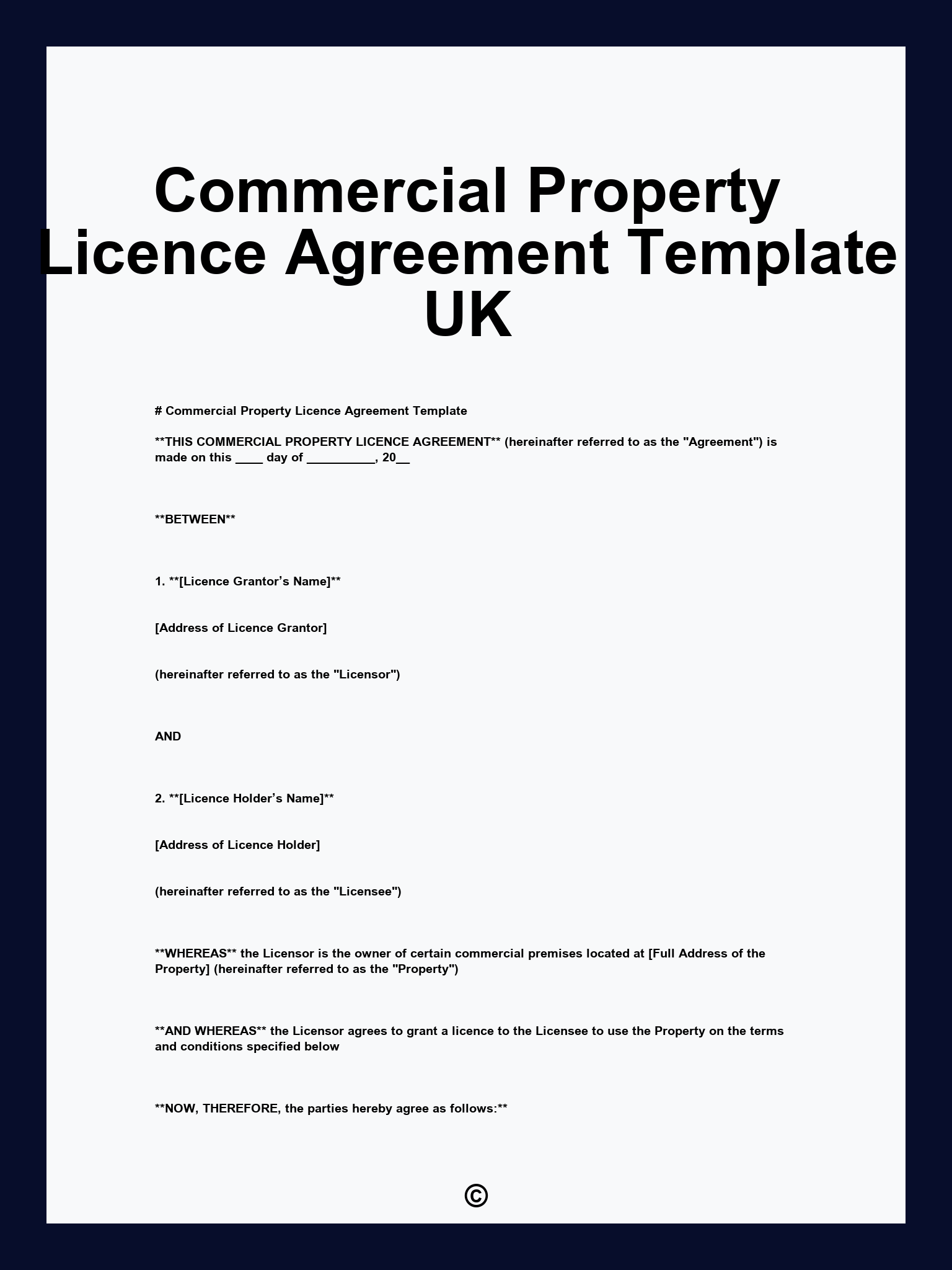 Commercial Property Licence Agreement Template